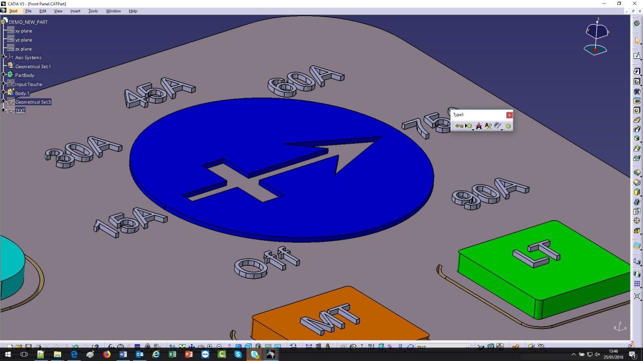 Erstellen Sie Text in CATIA® (DE) | TYPE3-CAA Add-on to type Text in CATIA