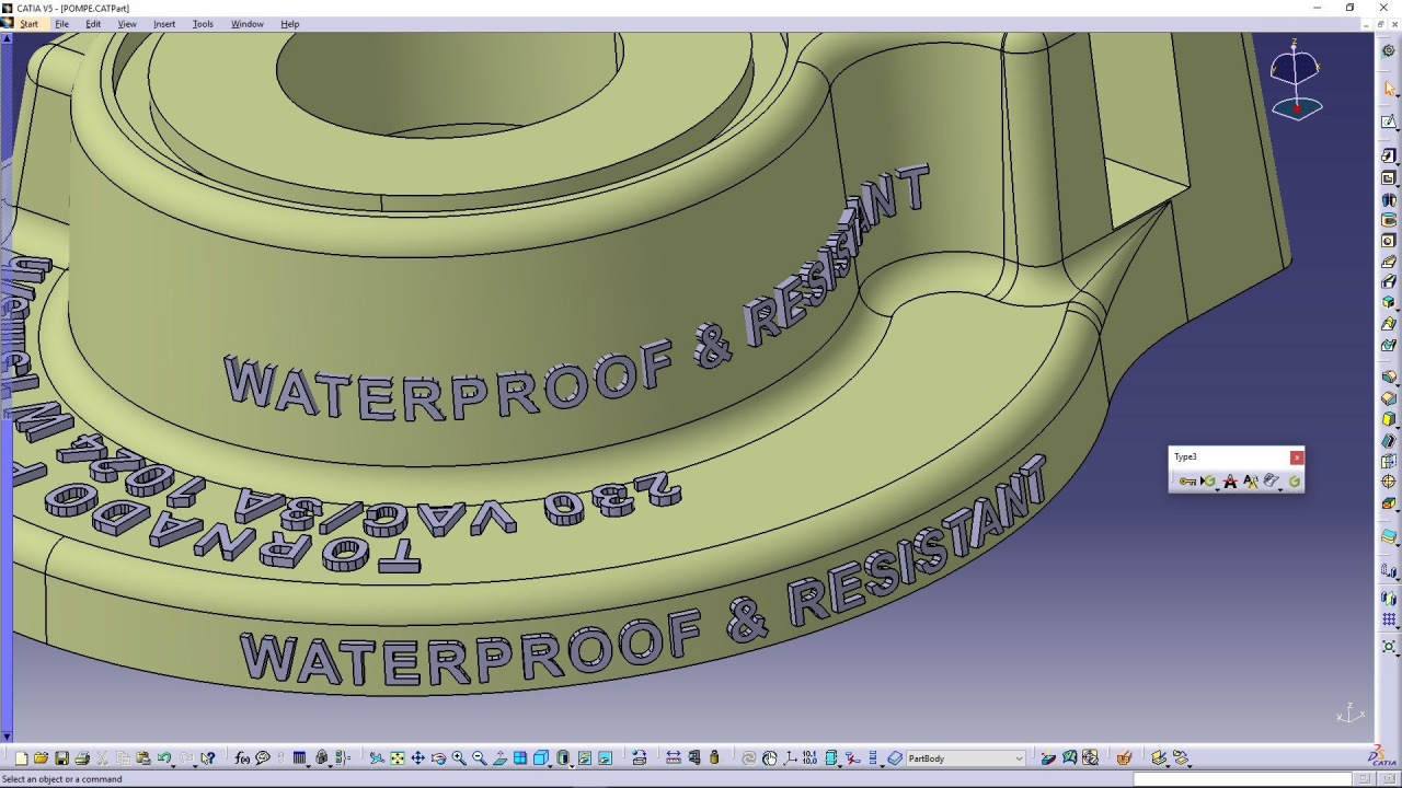 Projection and mapping in Catia | TYPE3-CAA Add-on to type Text in CATIA